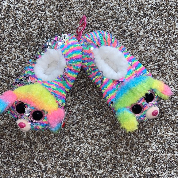 Ty | Shoes | Nwt Ty Beanie Boos Flippable Sequin Slippers Poodle ...